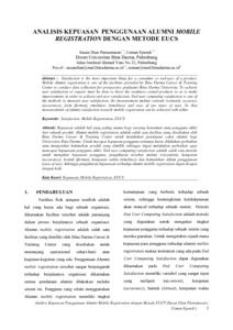 ANALISIS KEPUASAN PENGGUNAAN ALUMNI MOBILE REGISTRATION DENGAN METODE EUCS - Bina Darma e-Journal